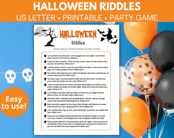 Halloween Riddles Printable Party Game for Kids, Funny Fall Dad Joke ...
