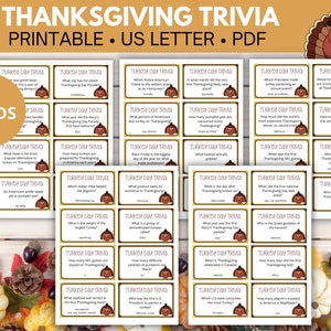 Thanksgiving Trivia Cards Printable, Thanksgiving Game for Family ...