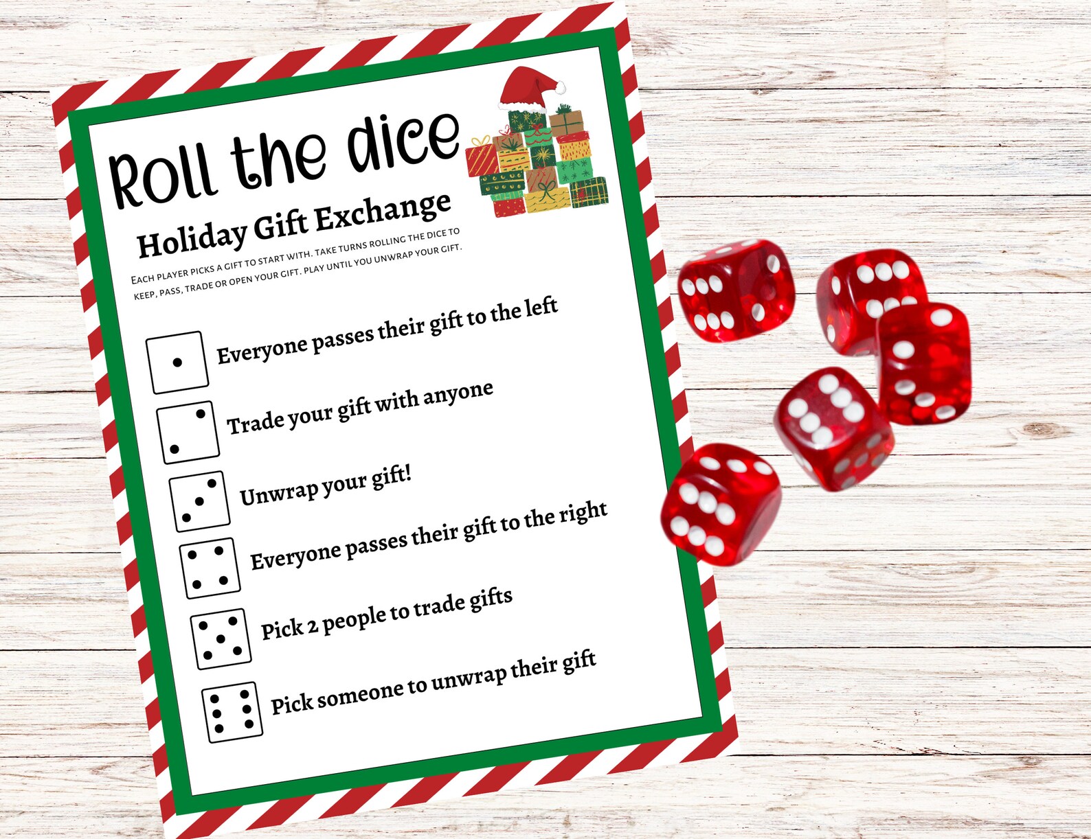 Christmas Left Right Game Printable, Right Left Gift Exchange Game ...