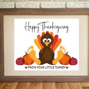 Turkey Footprint Craft Printable, Fall Footprint Art, Thanksgiving Baby ...