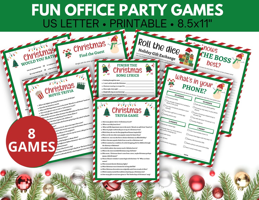 Christmas Office Party Games Bundle Printable, Office Party Christmas ...