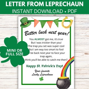 Letter From Leprechaun, Printable Leprechaun Letter for Kids, Note From ...