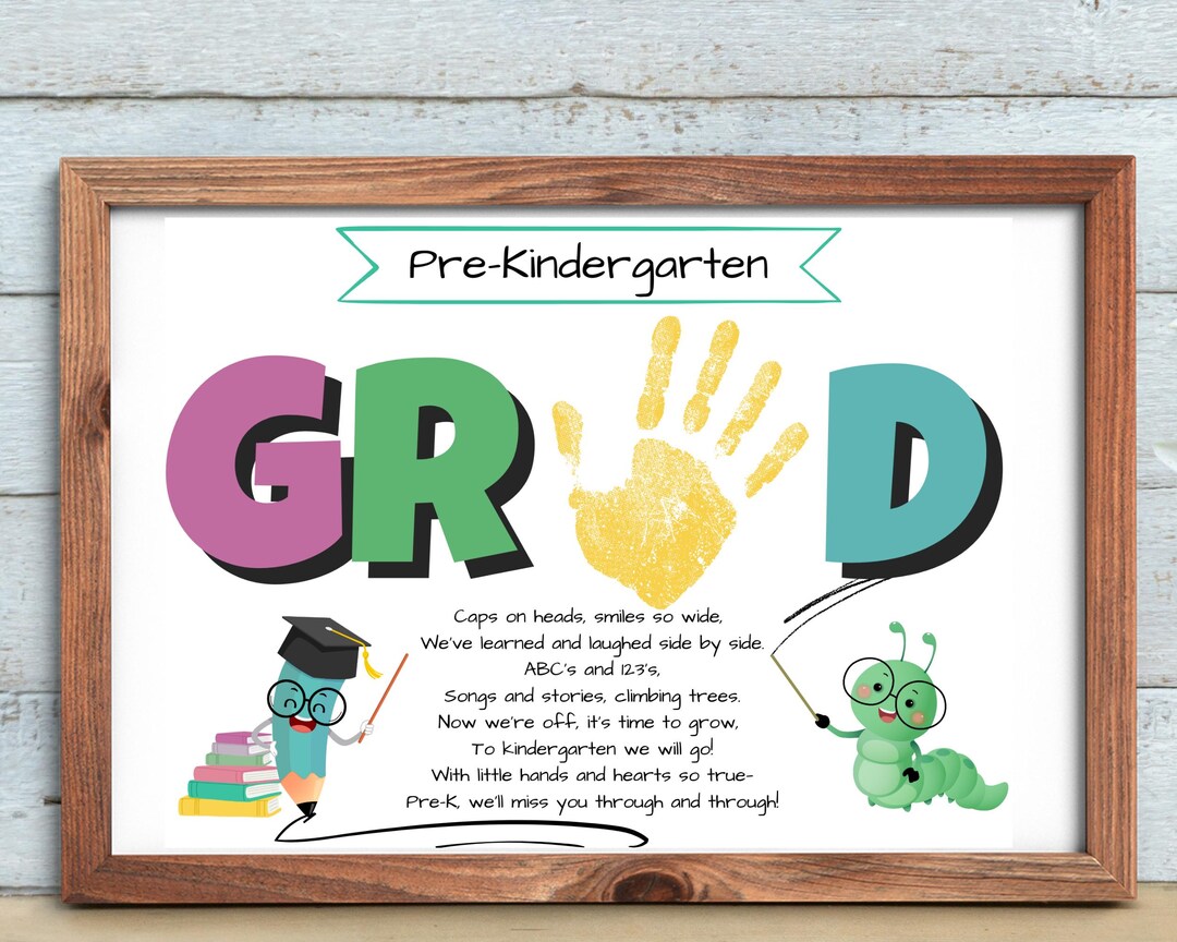 Pre K Grad Handprint Craft, Printable Preschool Keepsake Art, Last Day ...