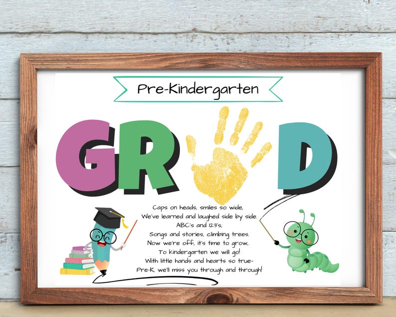 Pre K Grad Handprint Craft, Printable Preschool Keepsake Art, Last Day ...