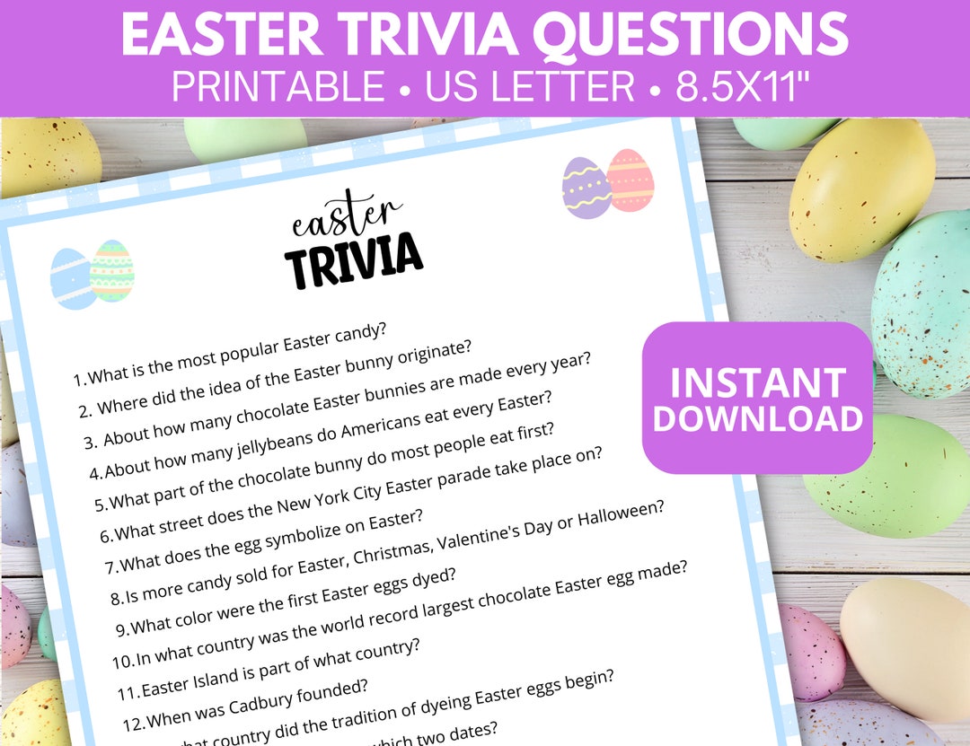 Easter Trivia Game Printable, Easter Party Group Game, Easter Trivia ...