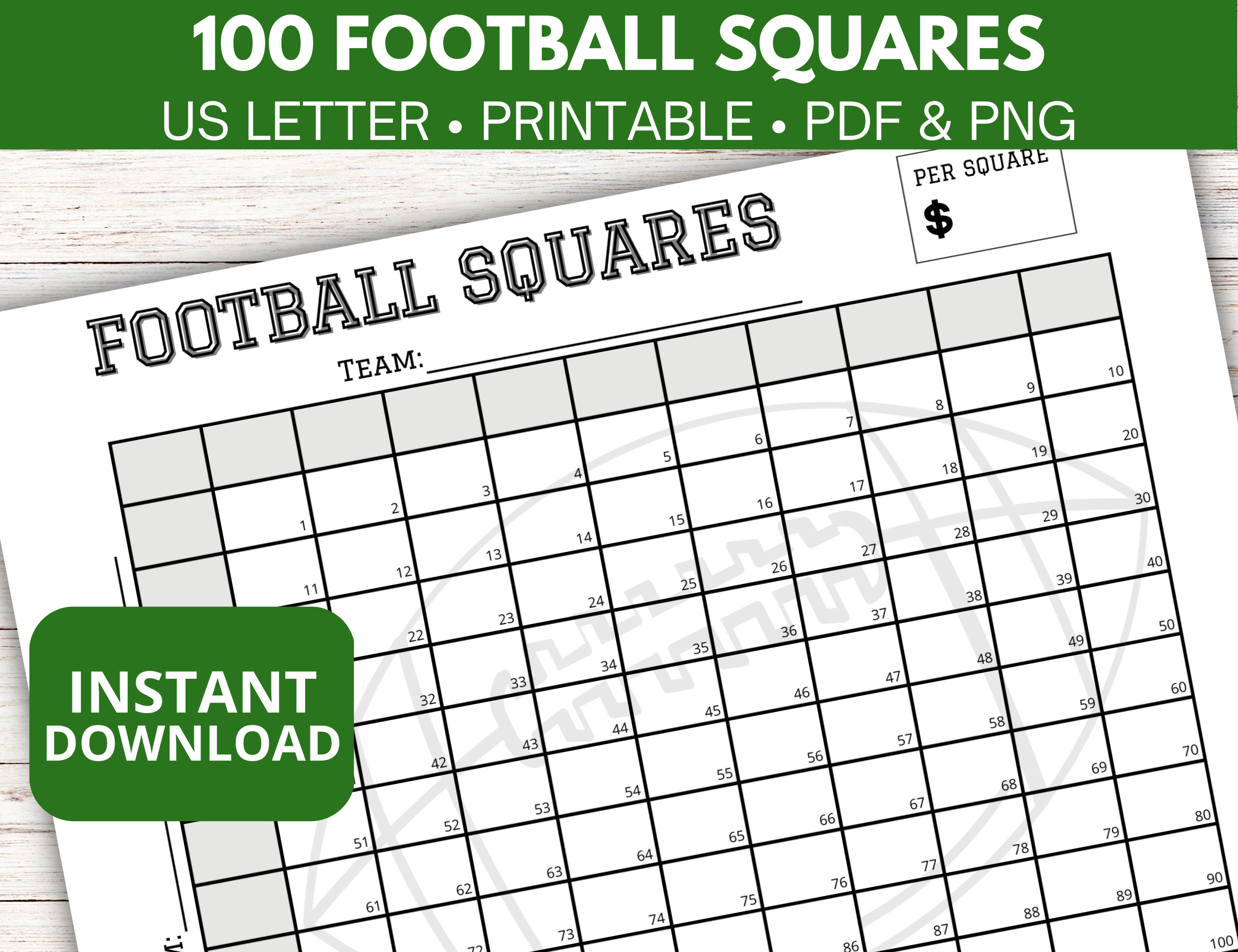 Football Squares Printable, Football Fundraiser, Bowl Squares, Football ...