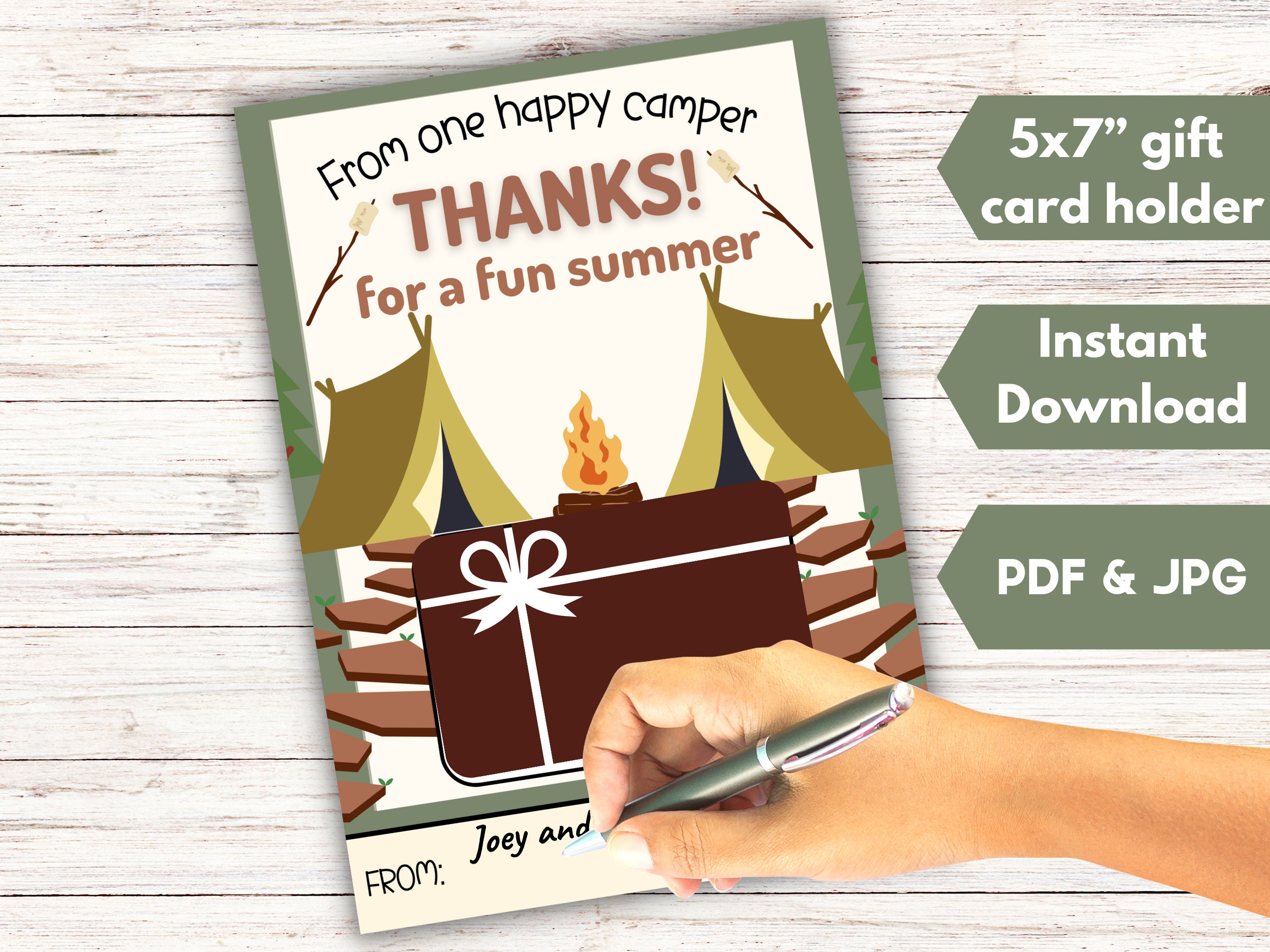 Summer Camp Counselor Gift Card Holder, Sleepaway Camp Staff Gift, Camp ...