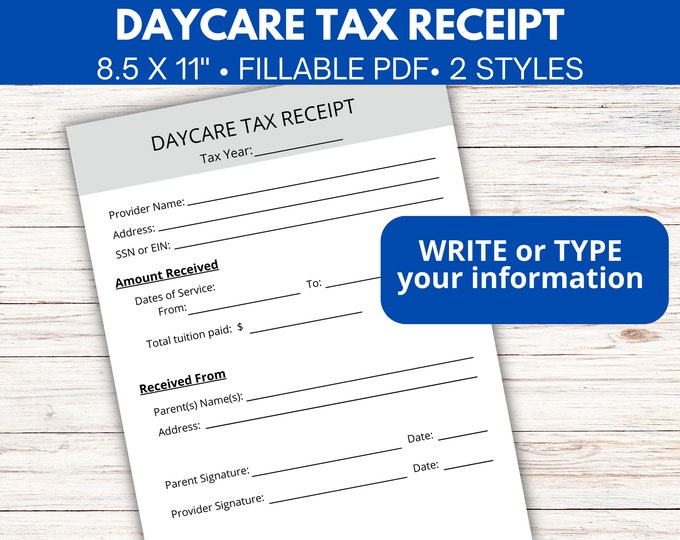 Childcare Receipts | Childcare Tax Receipts | Childcare Tax Statement ...