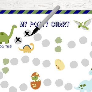 Dinosaur Potty Chart for Boys, Toddler Potty Training Chart, Toilet ...