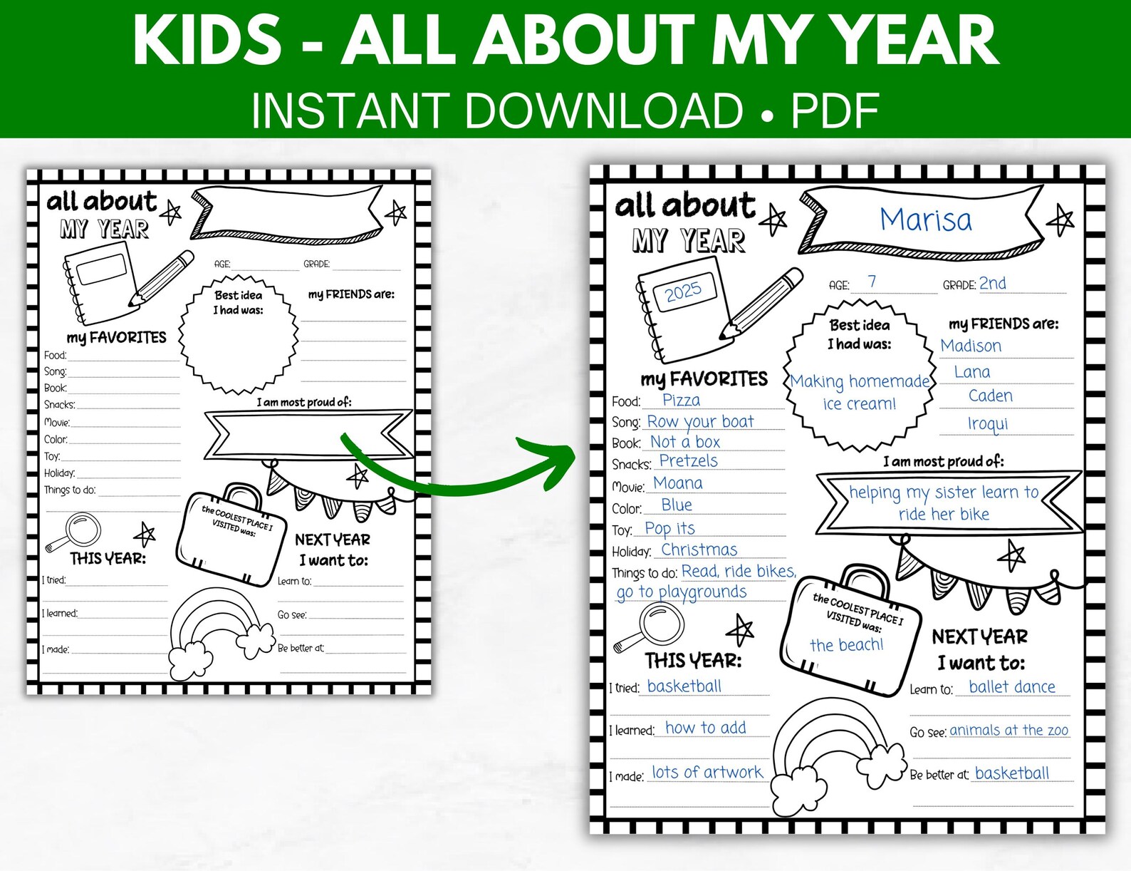Last Day of School Interview, All About My Year Printable, Year in ...