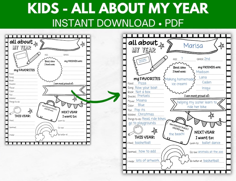 Last Day of School Interview, All About My Year Printable, Year in ...