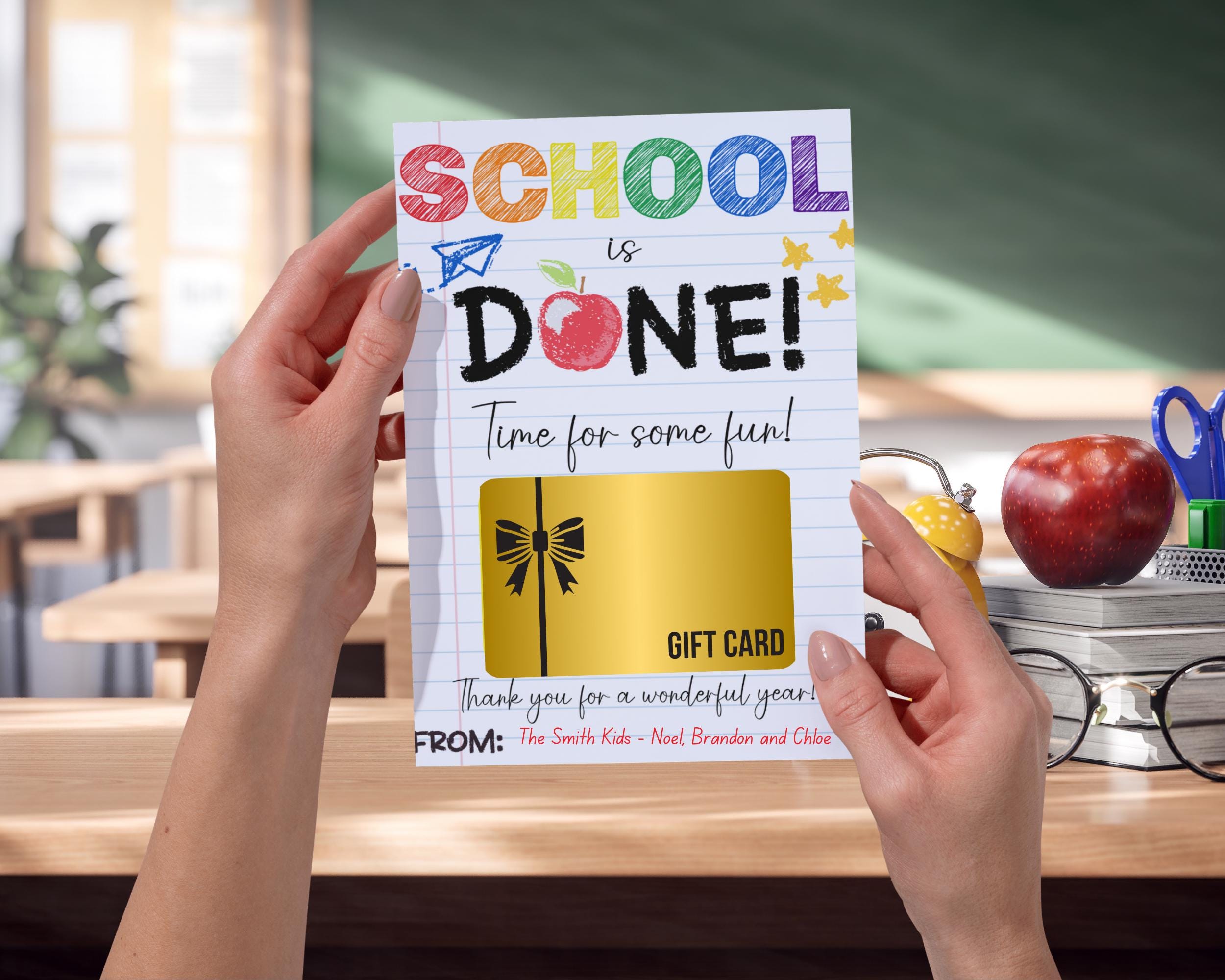 End of Year Teacher Gift Card Holder, Teacher Appreciation Gift, Last ...