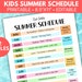 Kids Summer Schedule Template, Editable Kids Routine Chart, Fillable ...