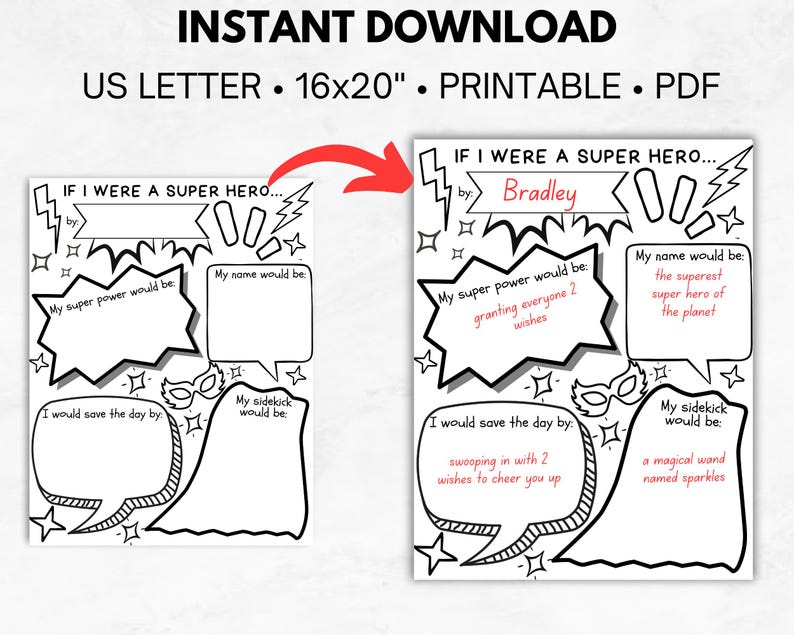 If I Were a Superhero Printable, Superhero Party Activity, Classroom ...