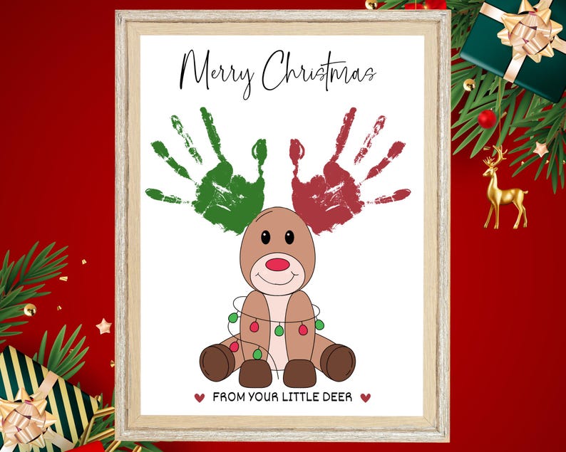 Christmas Handprint Craft, Winter Handprint Art, Printable Preschool ...