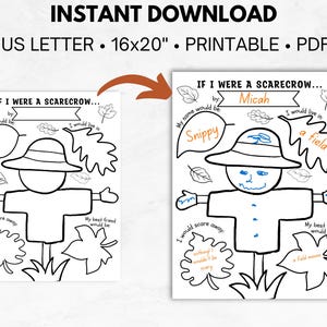 Design Your Own Scarecrow, Fall Harvest Craft, Kids Activity, Writing ...