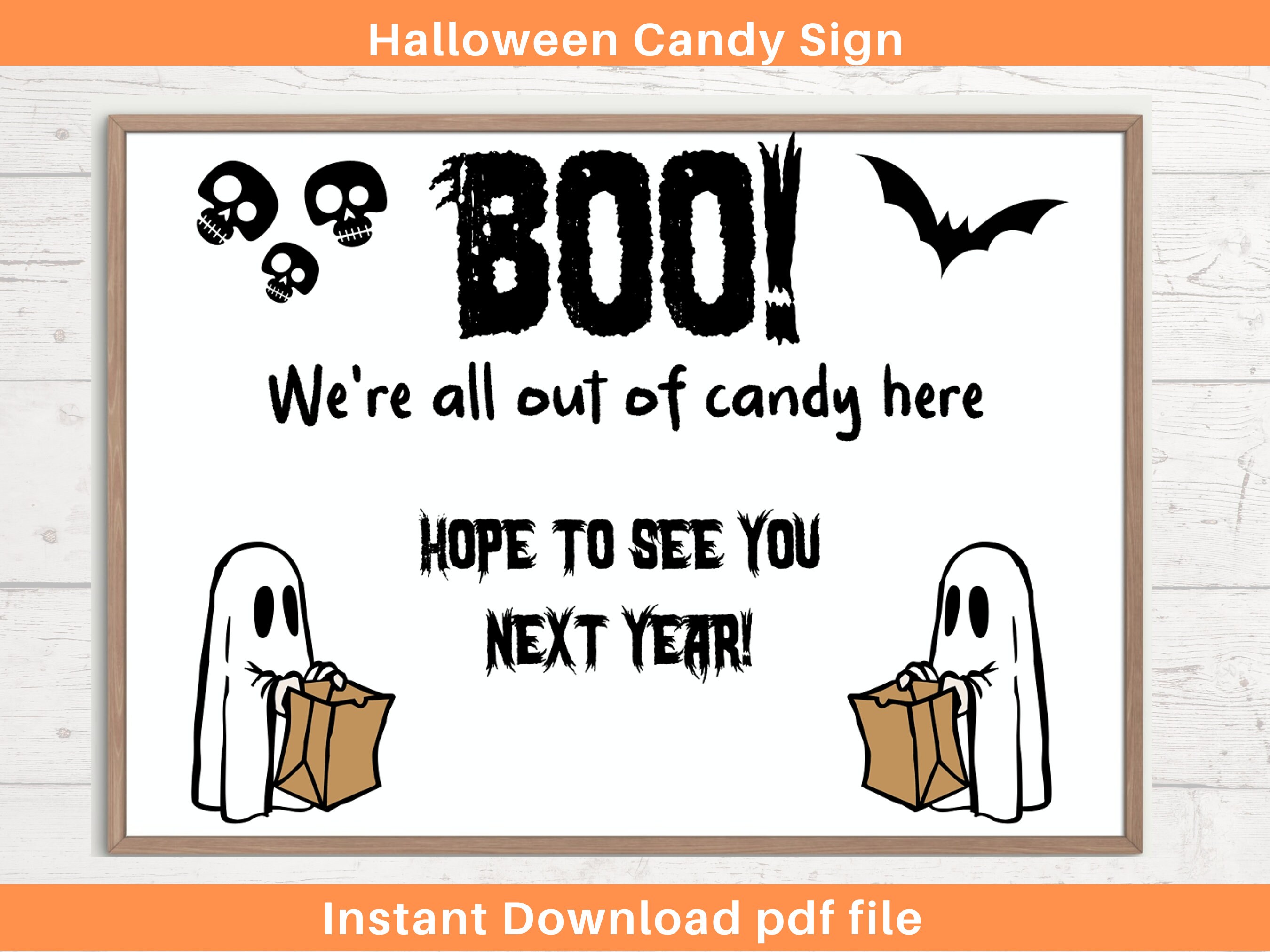 Halloween Out of Candy Sign, Trick or Treat Sign, Halloween Door Sign ...