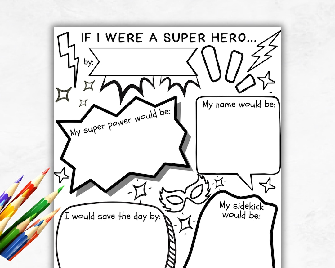 If I Were a Superhero Printable, Superhero Party Activity, Classroom ...