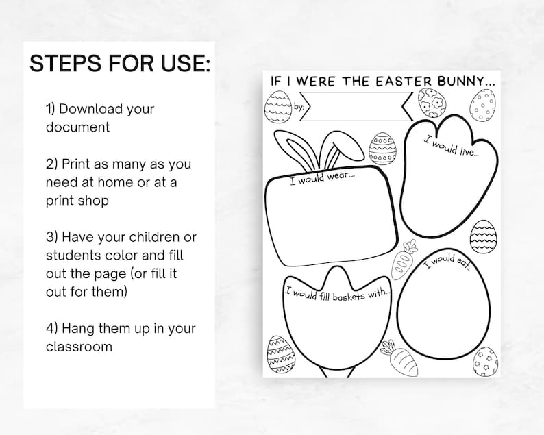 If I Were the Easter Bunny Printable, Easter Coloring Page, Classroom ...
