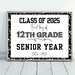 First Day of Senior Year Printable Sign, Class of 2025, Last First Day ...