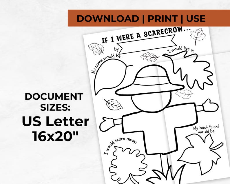 Design Your Own Scarecrow, Fall Harvest Craft, Kids Activity, Writing ...