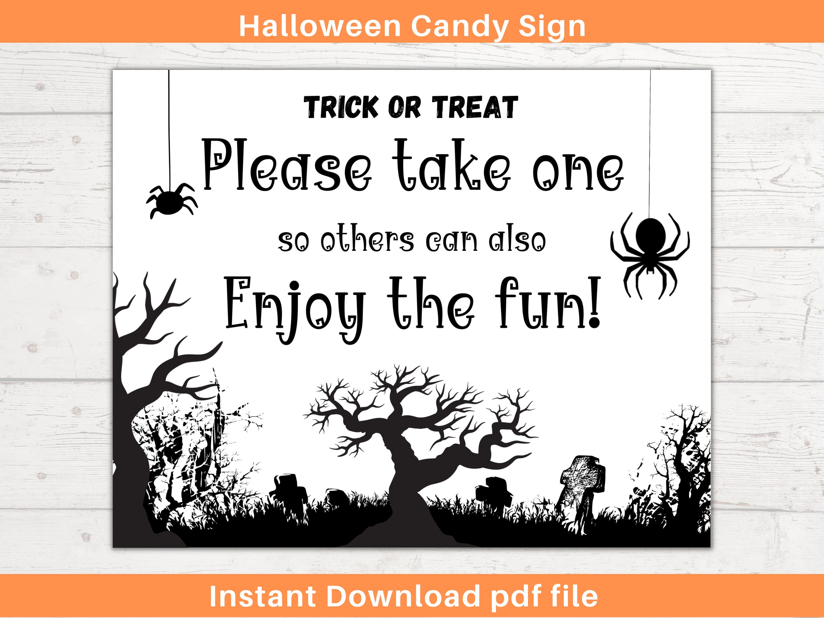 Halloween Door Sign Printable, Trick or Treat Sign, Please Take One ...
