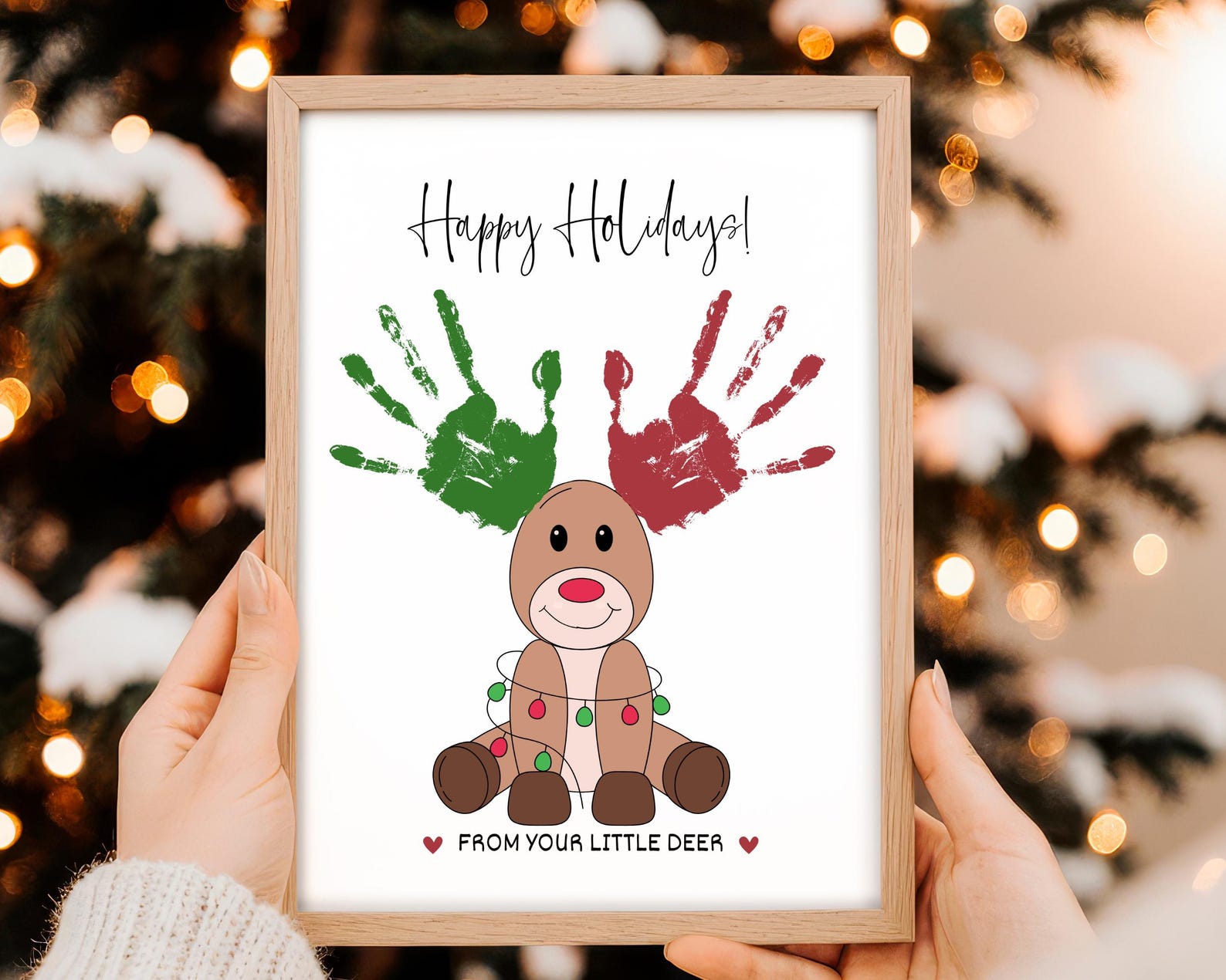 Holiday Handprint Craft, Reindeer Handprint Art, Printable Preschool ...