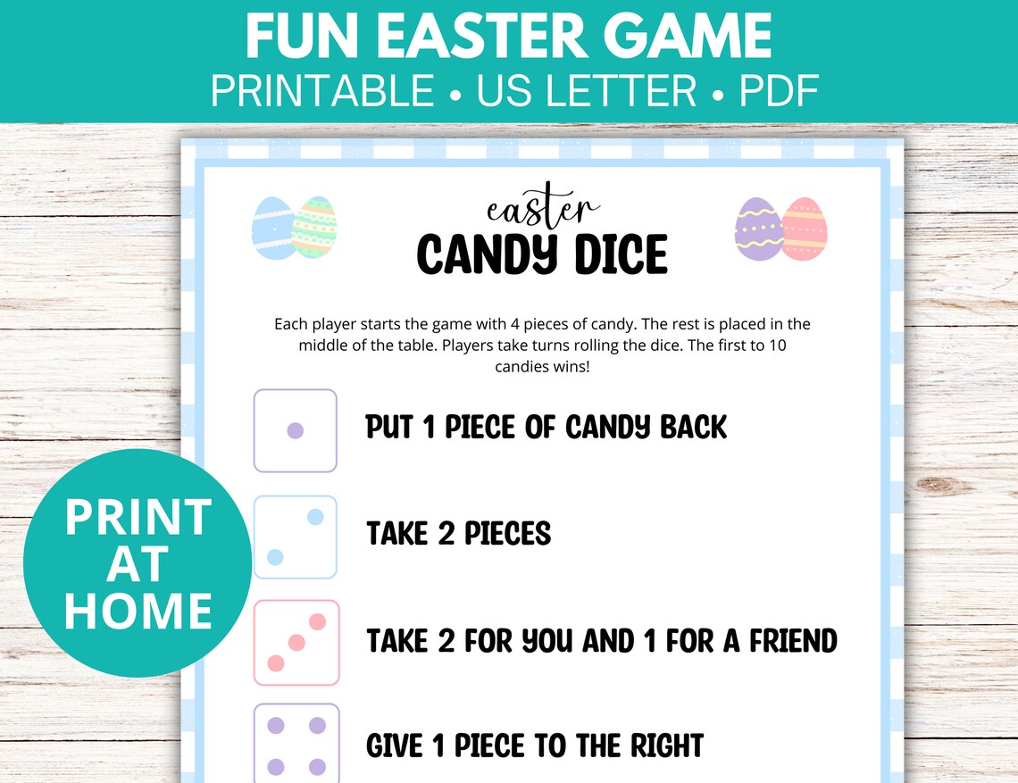Easter Dice Game, Printable Easter Game for Kids of All Ages, Easter ...