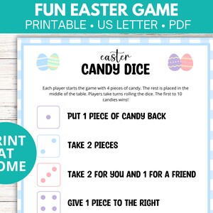 Easter Dice Game, Printable Easter Game for Kids of All Ages, Easter ...