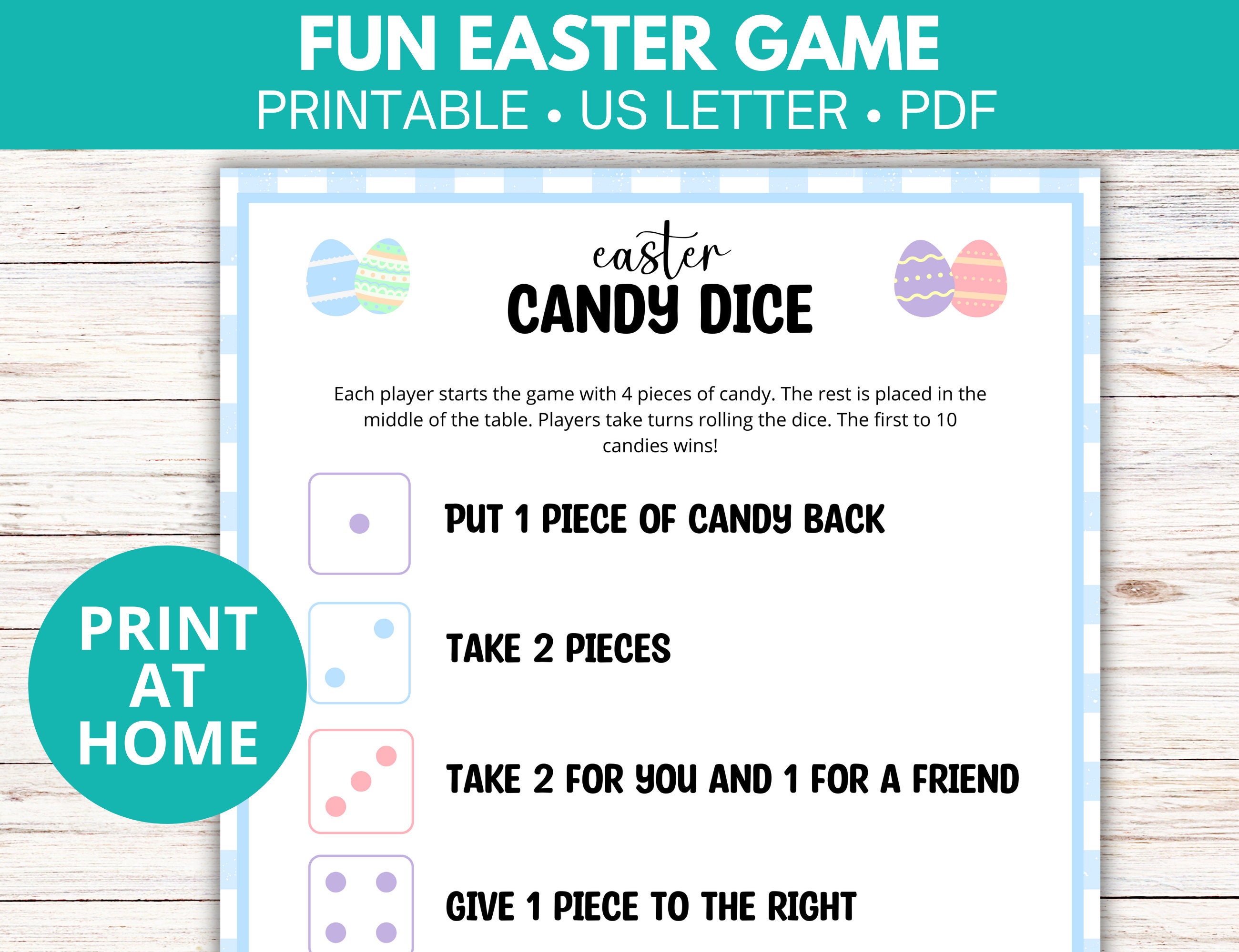 Easter Dice Game, Printable Easter Game for Kids of All Ages, Easter ...