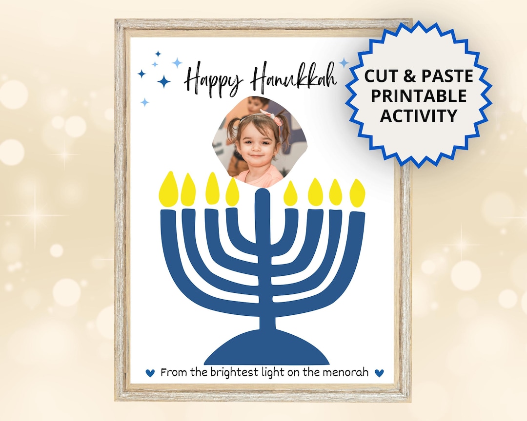Printable Menorah Photo Craft, Hannukah Preschool Art, Sunday School ...