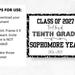 First Day of 10th Grade Sign Printable, Class of 2027 Sophomore Year ...