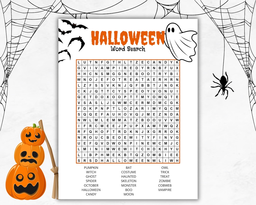 Halloween Printable Word Search, Kids Activity Page, Classroom ...