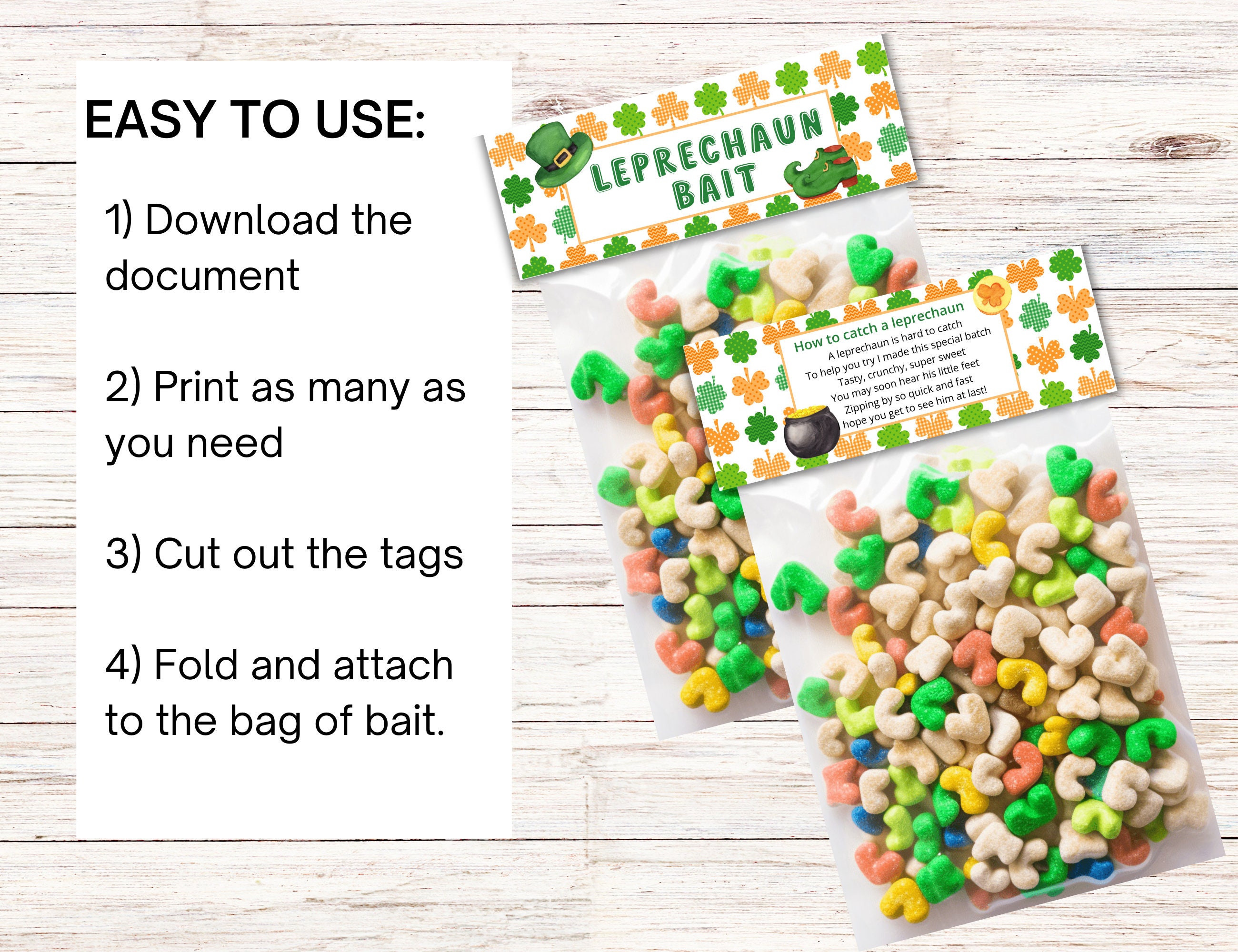 Leprechaun Bait Tag for Treat Bags, Bait Bag Topper for Leprechaun Trap ...