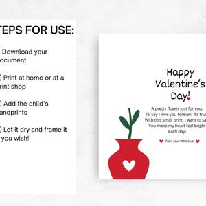 Valentines Day Flower Handprint Craft, Kids Handprint Art, Printable ...