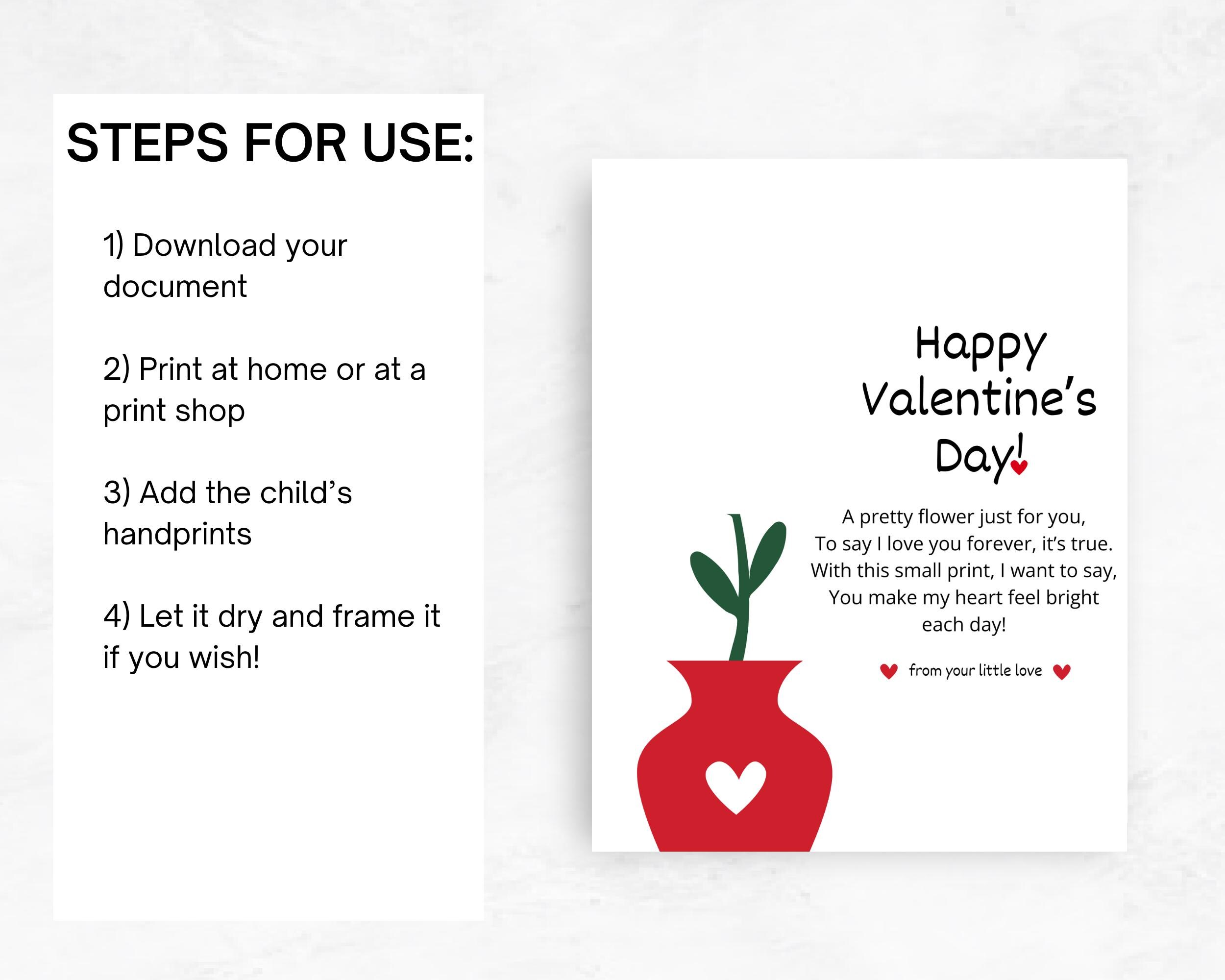 Valentines Day Flower Handprint Craft, Kids Handprint Art, Printable ...