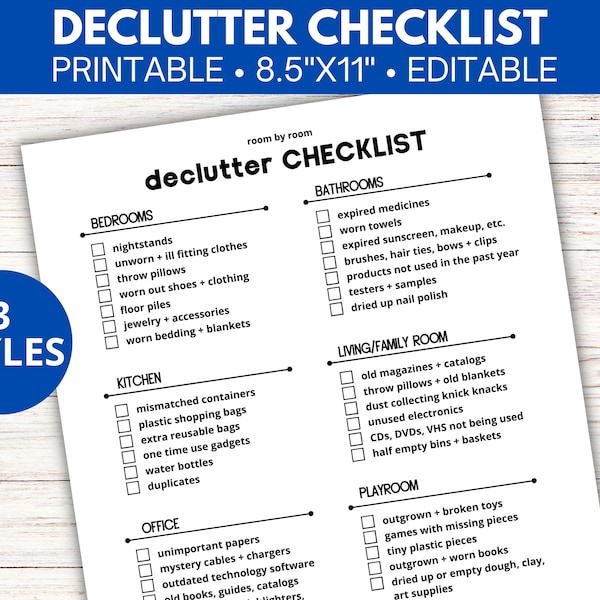 Declutter Checklist Printable - Etsy