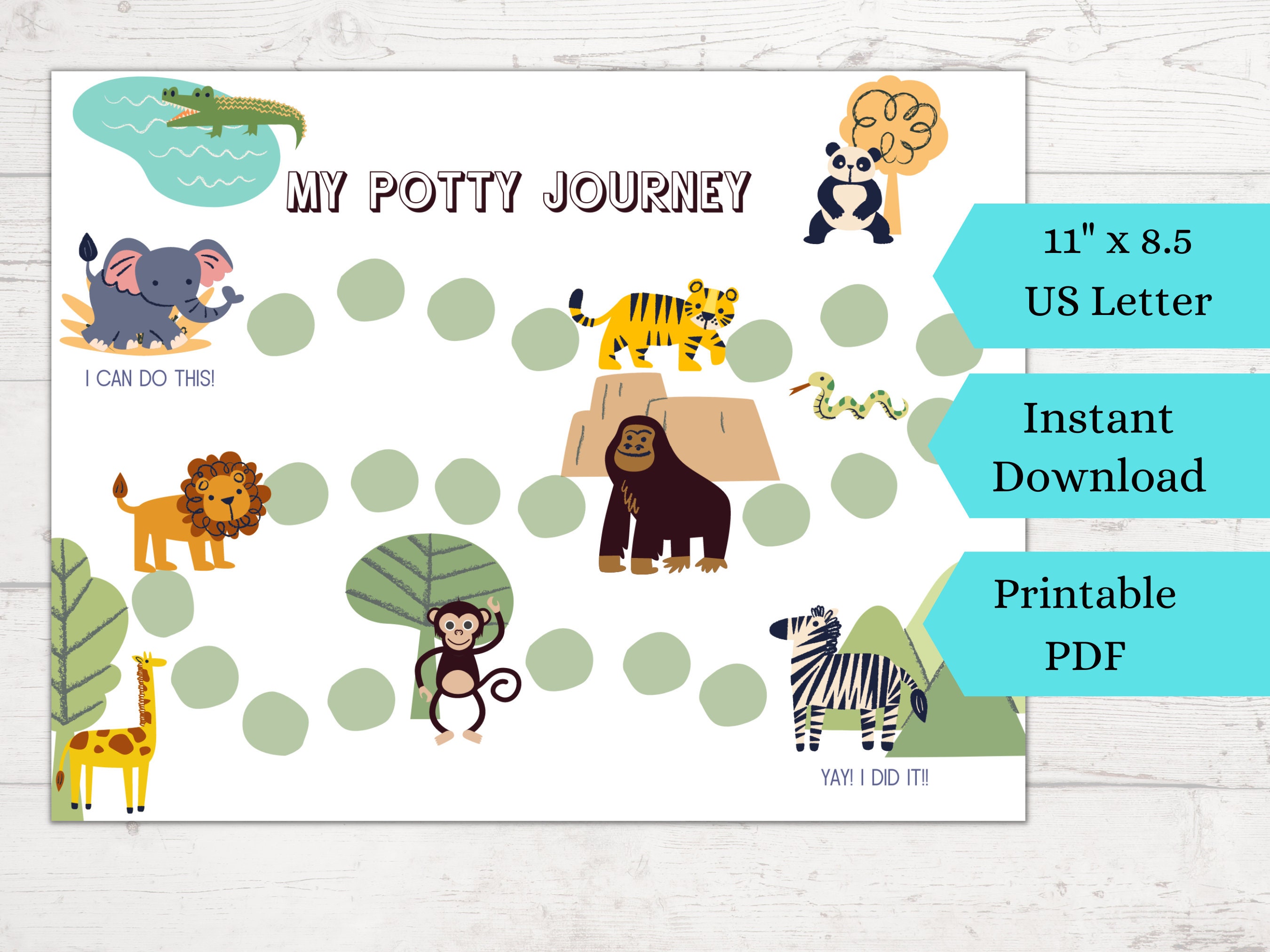 Animals Potty Training Chart, Zoo Animals Potty Chart, Toilet Training ...