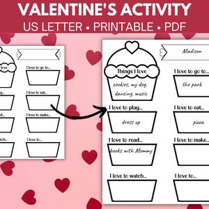Things I Love Kids Printable Activity, Valentine's Activity for Kids ...