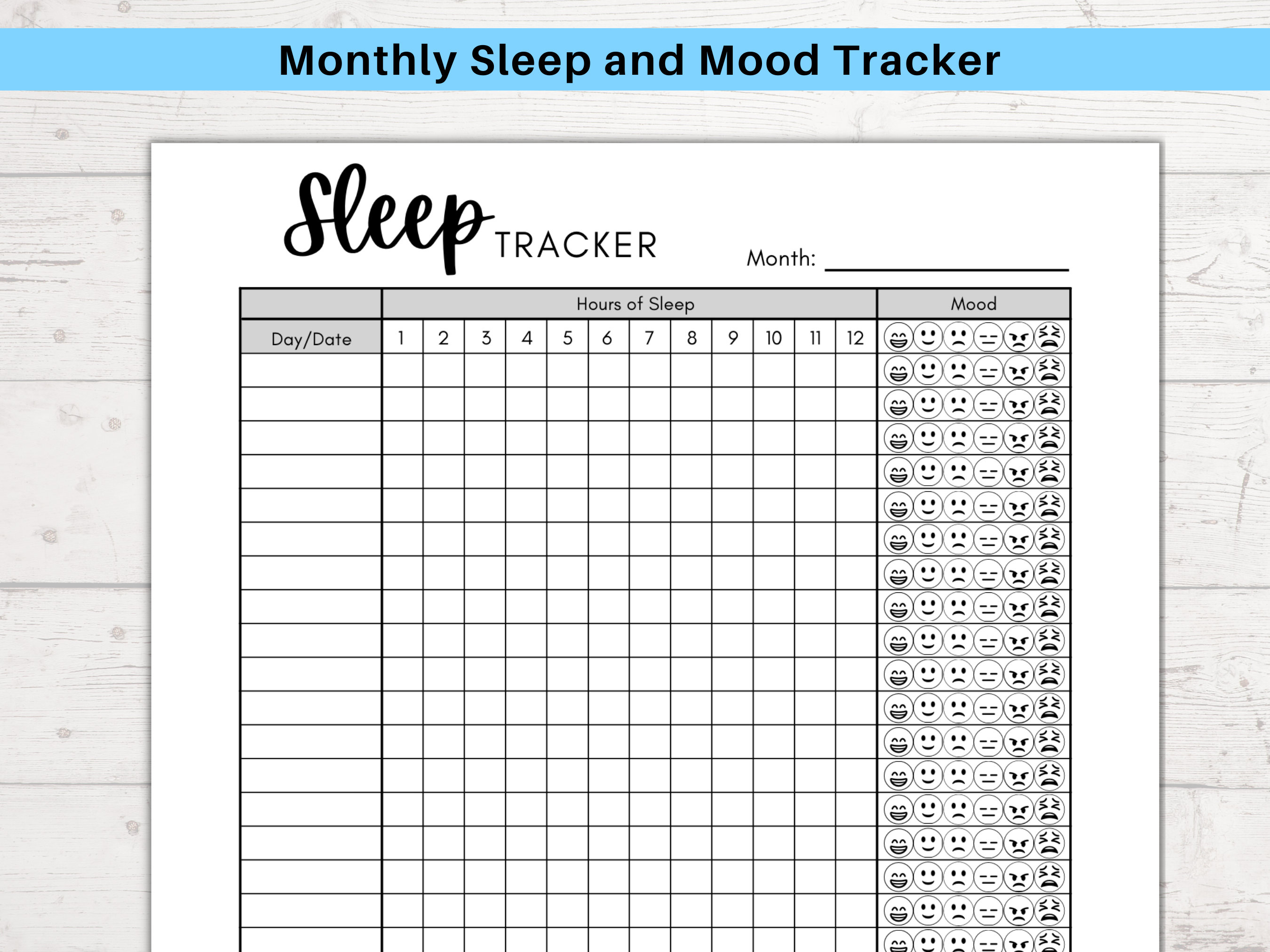 Printable Sleep Tracker, Sleep Journal, Sleep Log, Sleep Mood Tracker ...