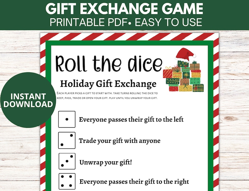 Christmas Left Right Game Printable, Right Left Gift Exchange Game ...