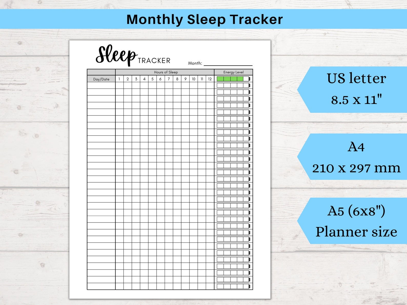 Printable Sleep Tracker, Sleep Journal, Sleep Log, Health Planner ...
