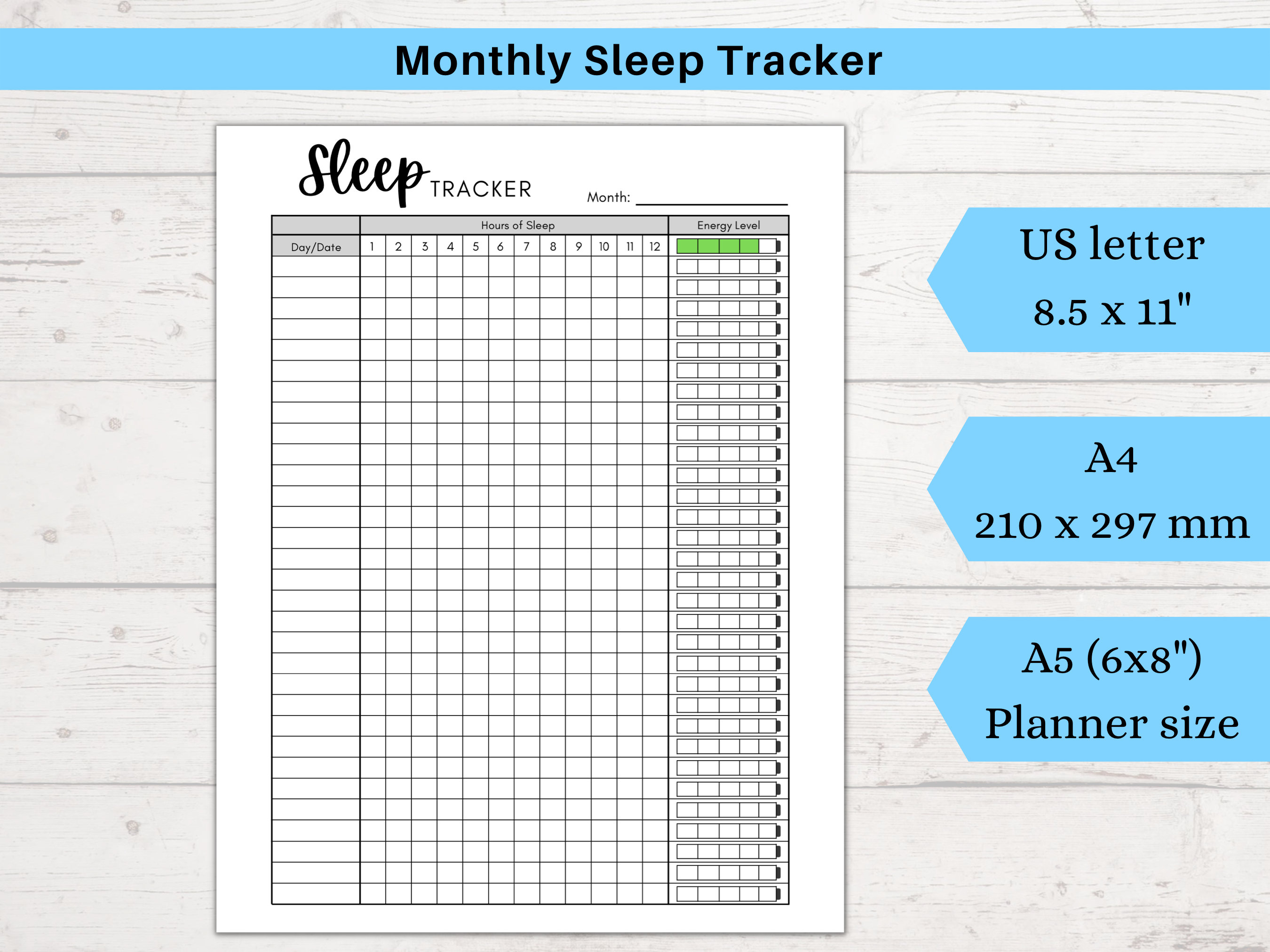 Printable Sleep Tracker, Sleep Journal, Sleep Log, Health Planner ...