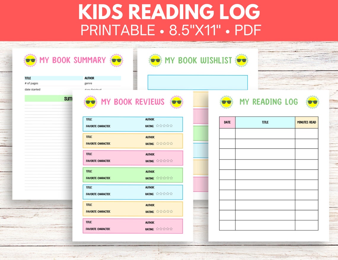 Kids Summer Reading Log Printable, Kids Book Tracker, Reading Tracker ...