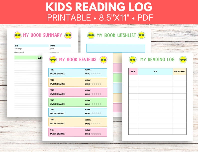 Kids Summer Reading Log Printable, Kids Book Tracker, Reading Tracker ...