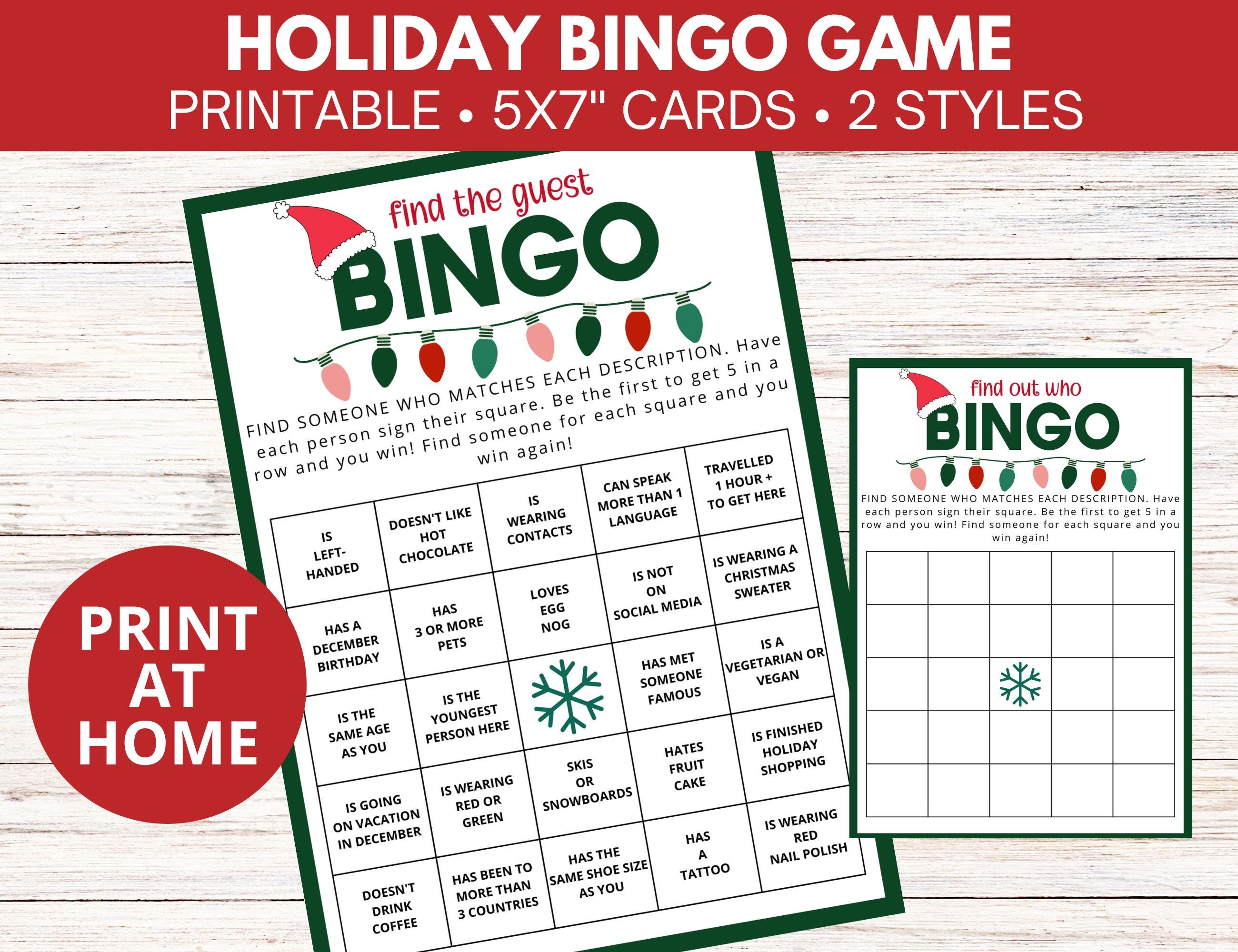 Christmas Mix and Mingle Bingo, Printable Holiday Party Find the Guest ...