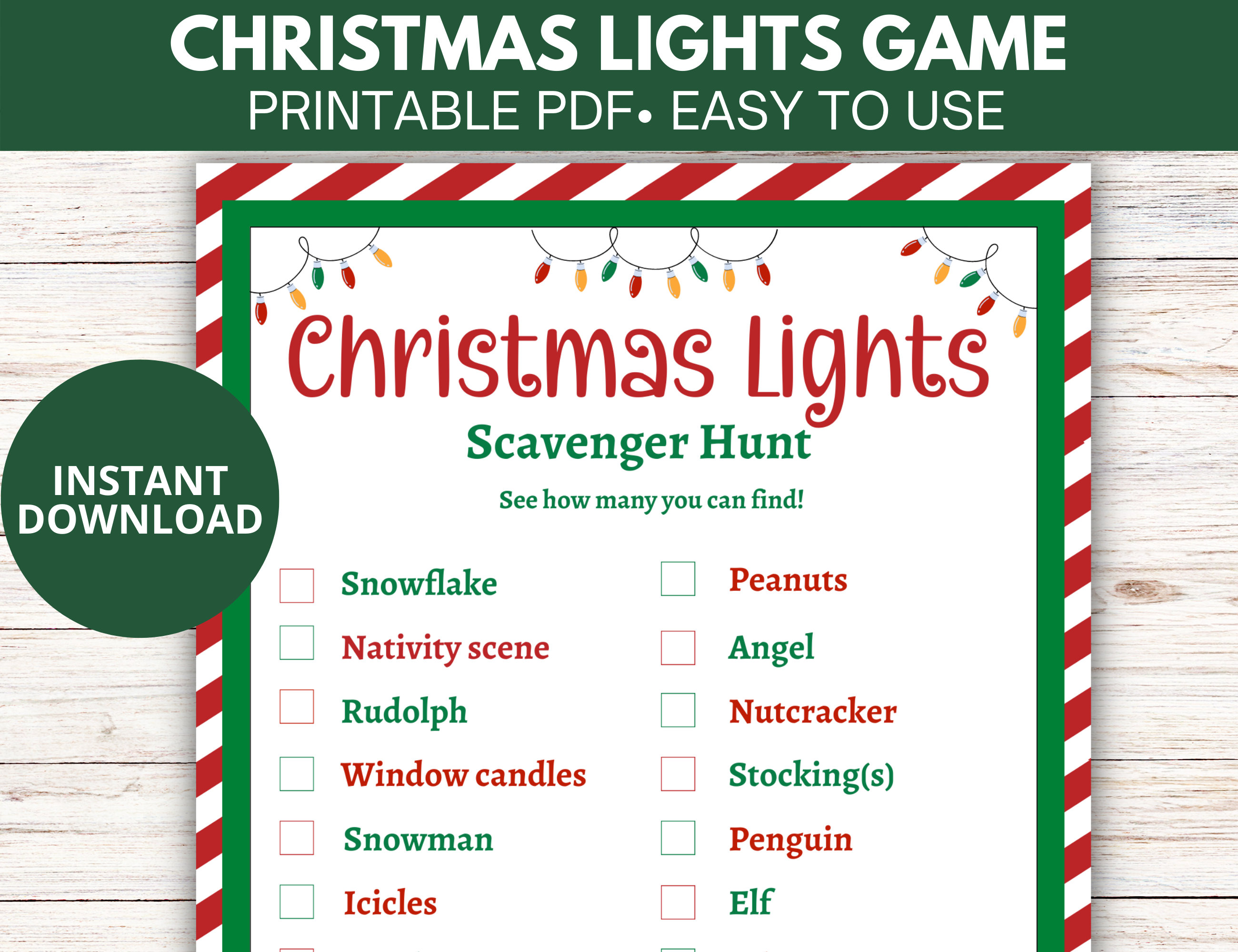 Christmas Lights Outdoor Scavenger Hunt, Xmas Scavenger Hunt Printable ...