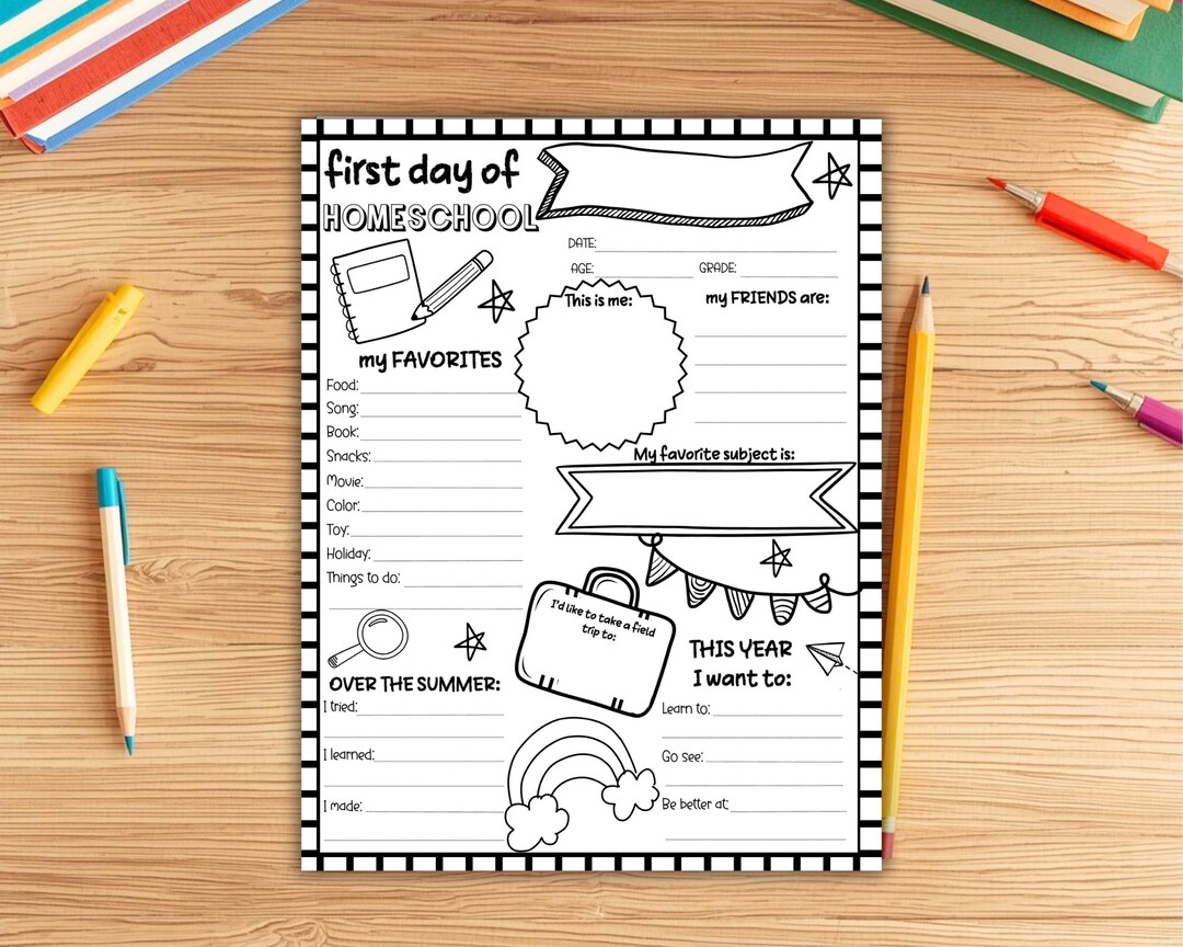 First Day of Homeschool Printable Interview, Kids All About Me ...