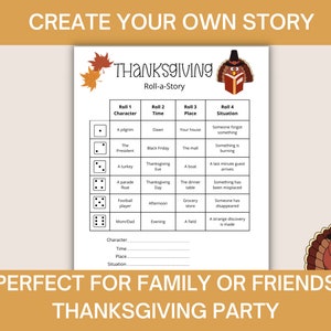 Thanksgiving Roll a Story Dice Game, Thanksgiving Classroom Games ...