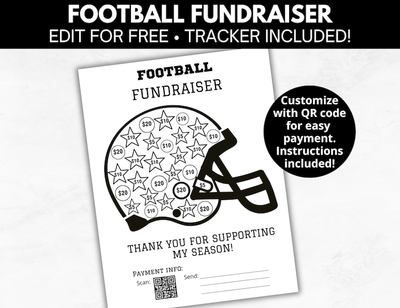 Editable Fill My Helmet Fundraiser Template With QR Code, Youth ...